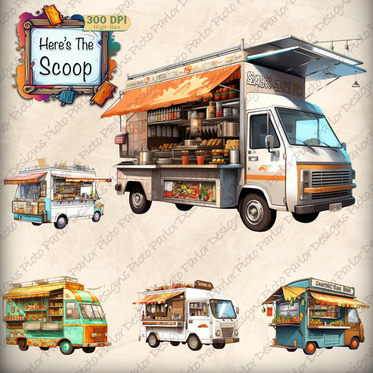 Food Truck Clipart Bundle: PNG & SVG Modern Clipart Mexican Clipart ...