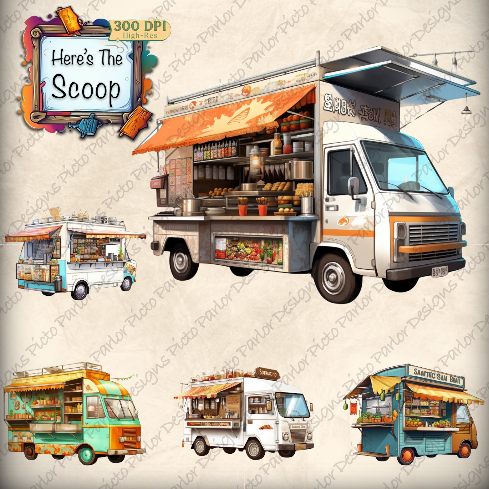 Food Truck Clipart Bundle: PNG & SVG Modern Clipart Mexican Clipart ...