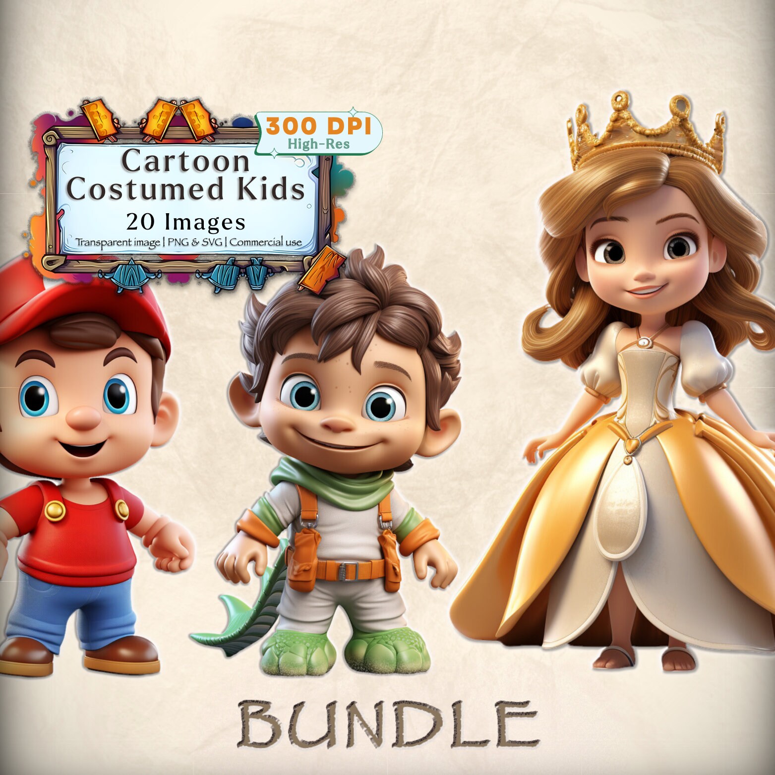 Costumed Kids Clipart Bundle: PNG and SVG Halloween Costumes Clipart ...