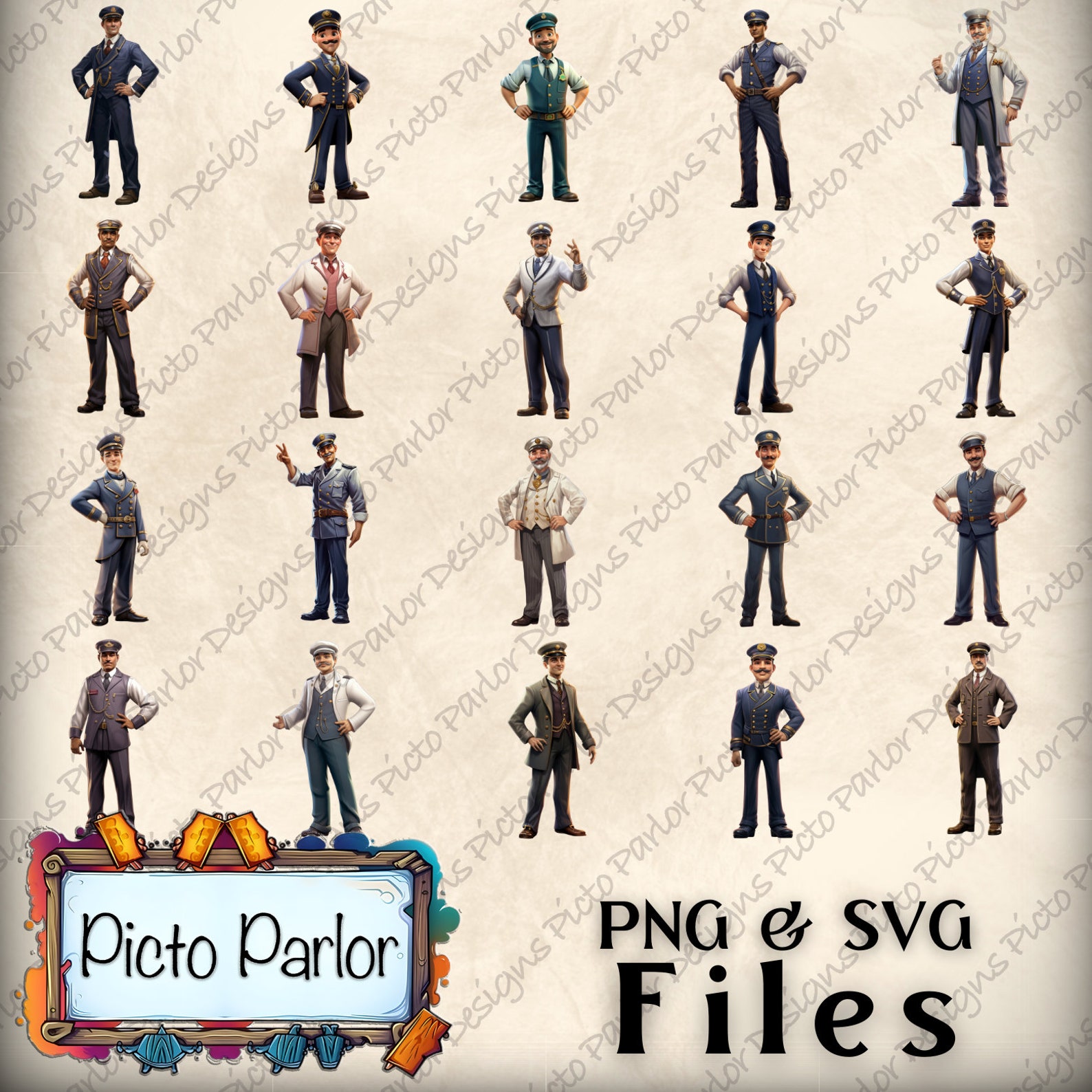 Train Conductor Clipart Bundle: PNG & SVG Train Drive Clipart Train ...