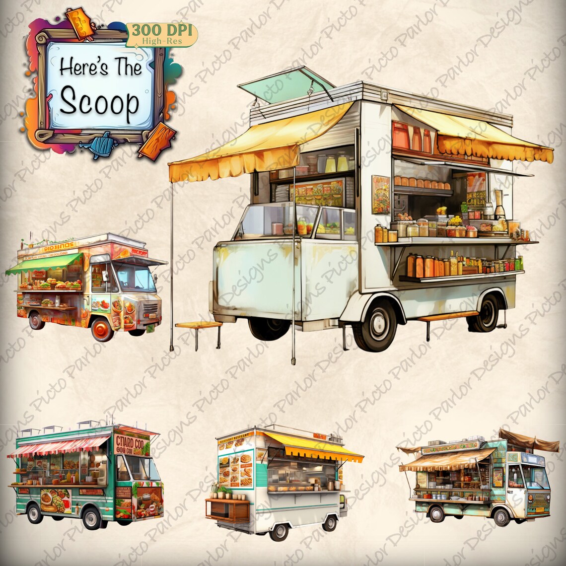 Food Truck Clipart Bundle: PNG & SVG Modern Clipart Mexican Clipart ...