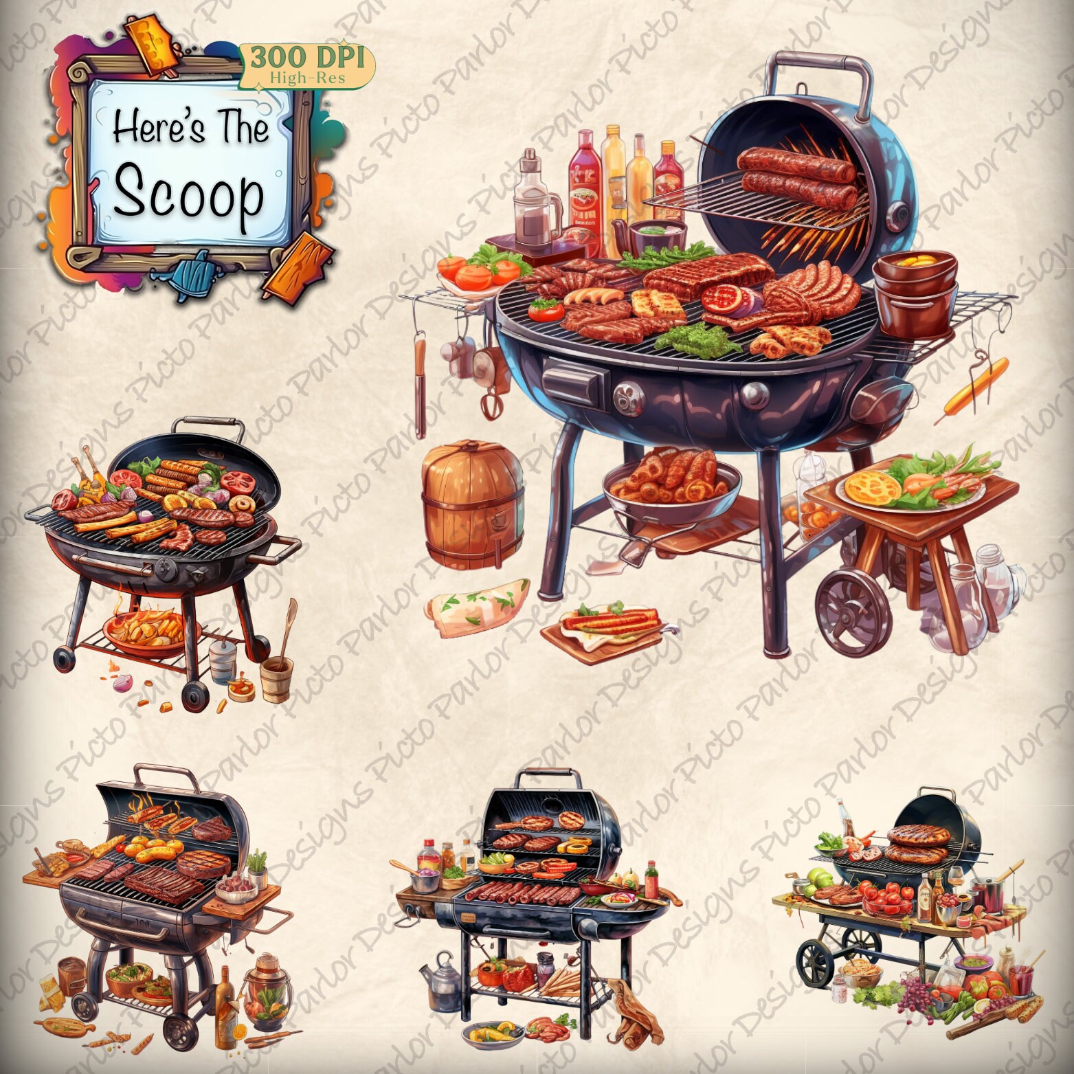 Summer Barbecue Clipart Bundle: PNG & SVG Seasonal Clipart Summer ...