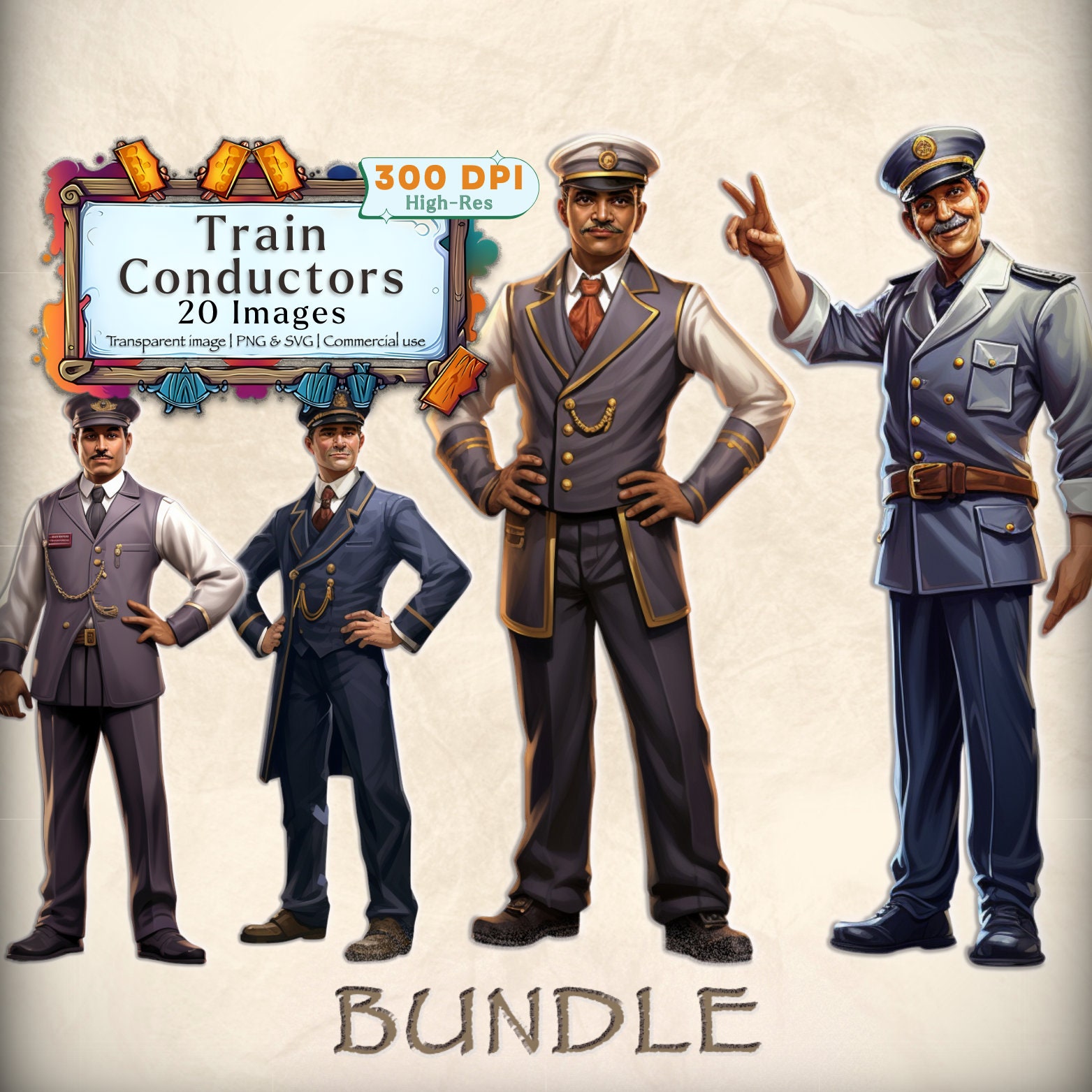 Train Conductor Clipart Bundle: PNG & SVG Train Drive Clipart Train ...