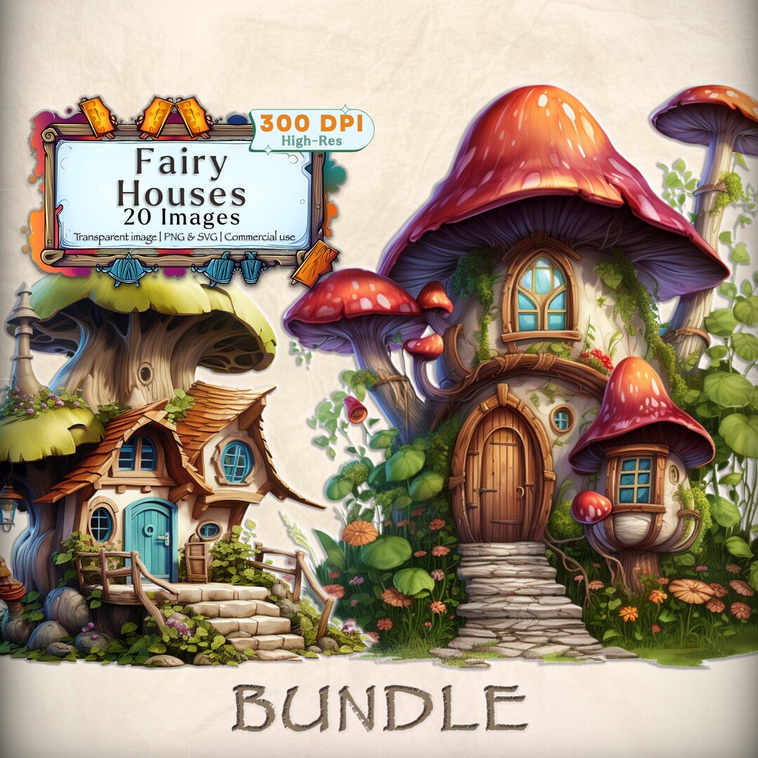 Fairy House clipart bundle: PNG & SVG magical house clipart fantasy ...