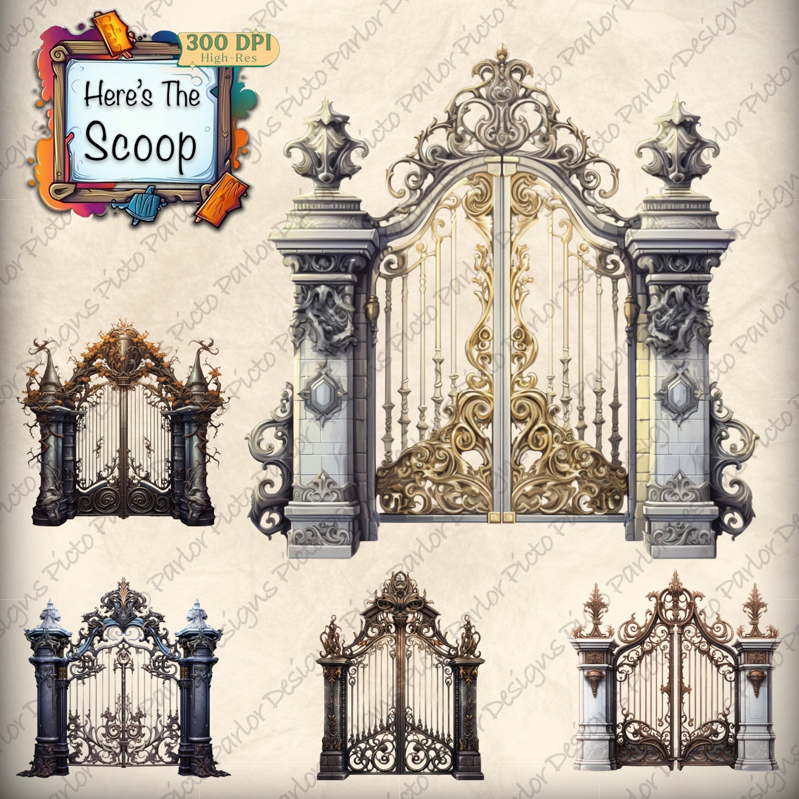 Gothic Gate Clipart Bundle: PNG & SVG Horror Clipart Gothic Clipart ...