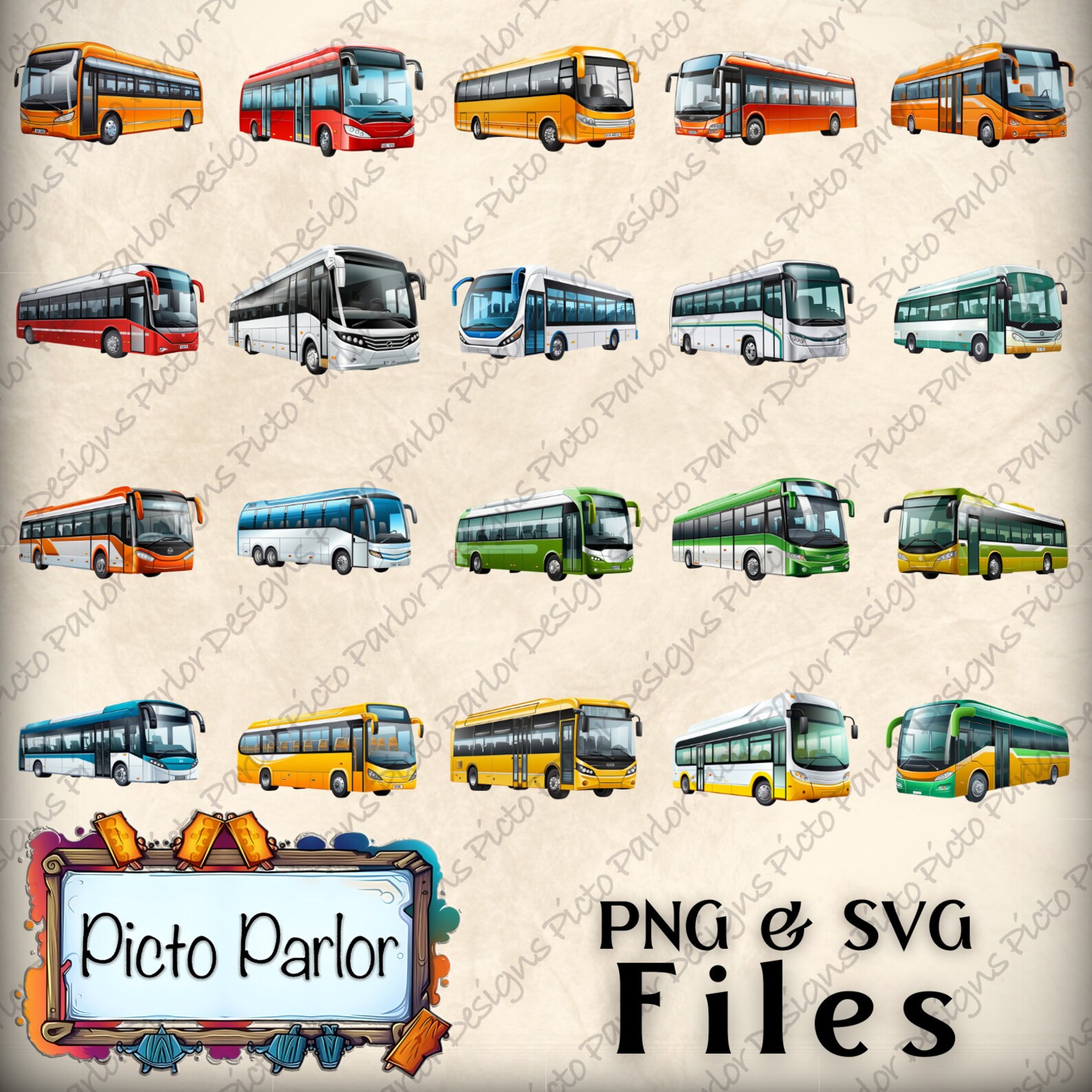 Modern Bus Clipart Bundle: PNG & SVG Transportation Clipart Public ...