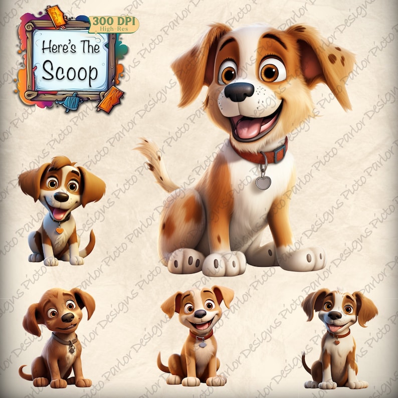 Cartoon Dogs Clipart Bundle: PNG & SVG Animal Clipart Cartoon Clipart ...