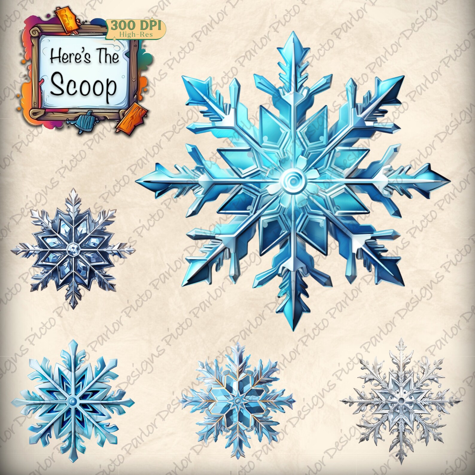 Snowflakes Clipart Bundle: PNG & SVG Seasonal Clipart Snow Clipart ...