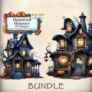 Haunted House Clipart Bundle: PNG and SVG Halloween House Clipart ...