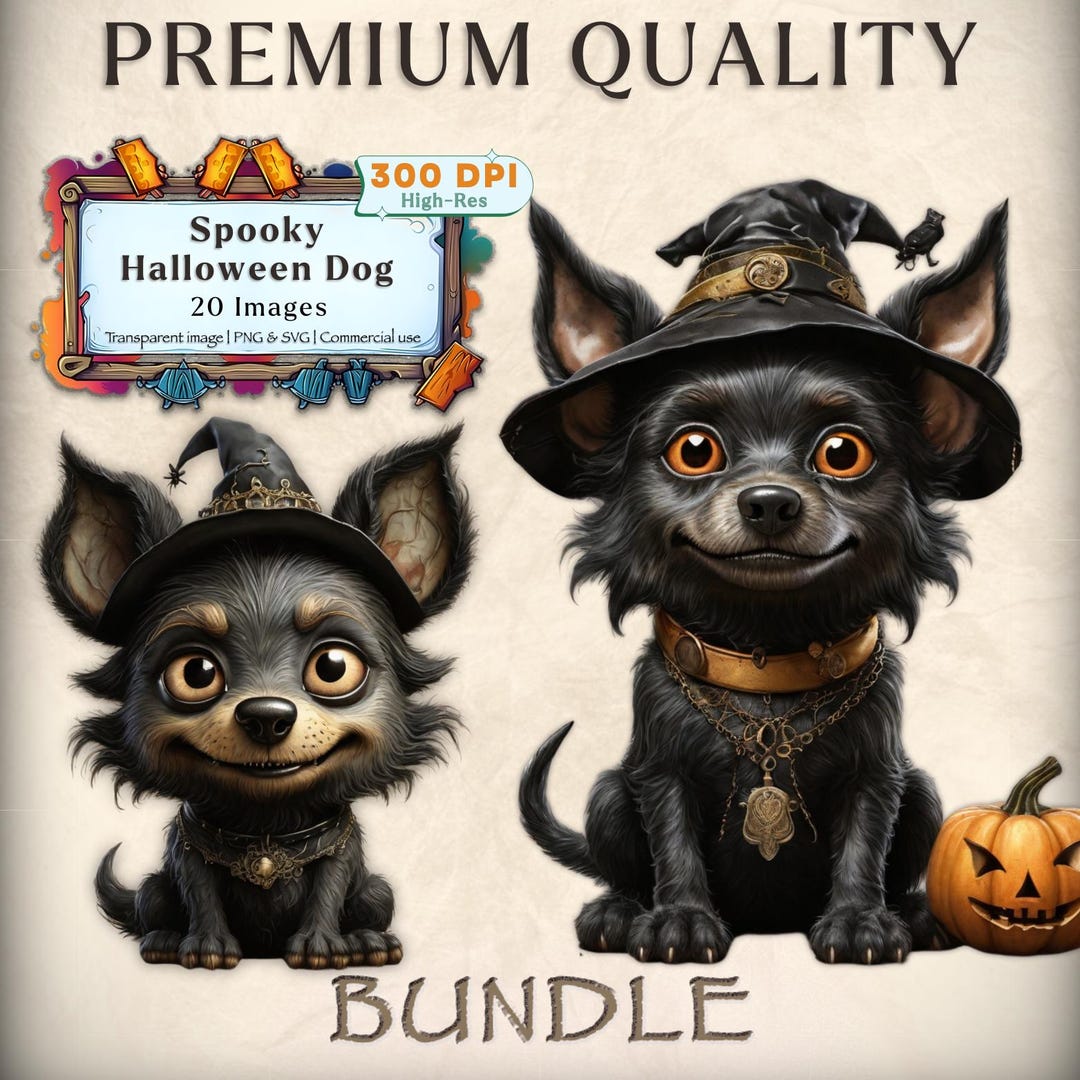 Spooky Halloween Dog Clipart Bundle Halloween Dog Clipart PNG & SVG ...