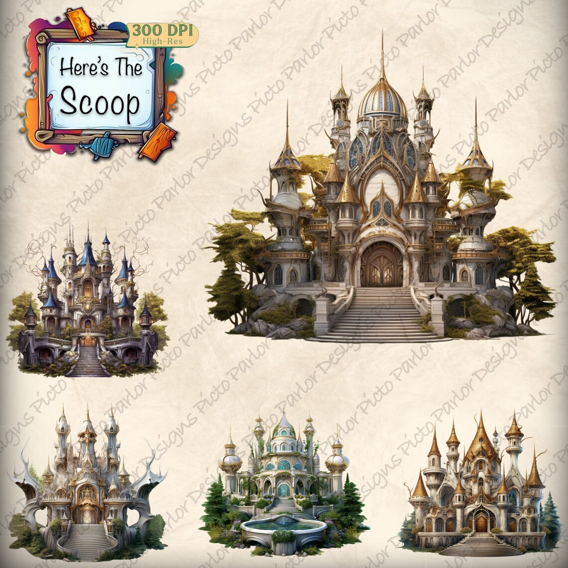 Elvin Kingdom Clipart Bundle: PNG & SVG Elf Clipart POD Enchanted City Clipart Forest Clipart ...