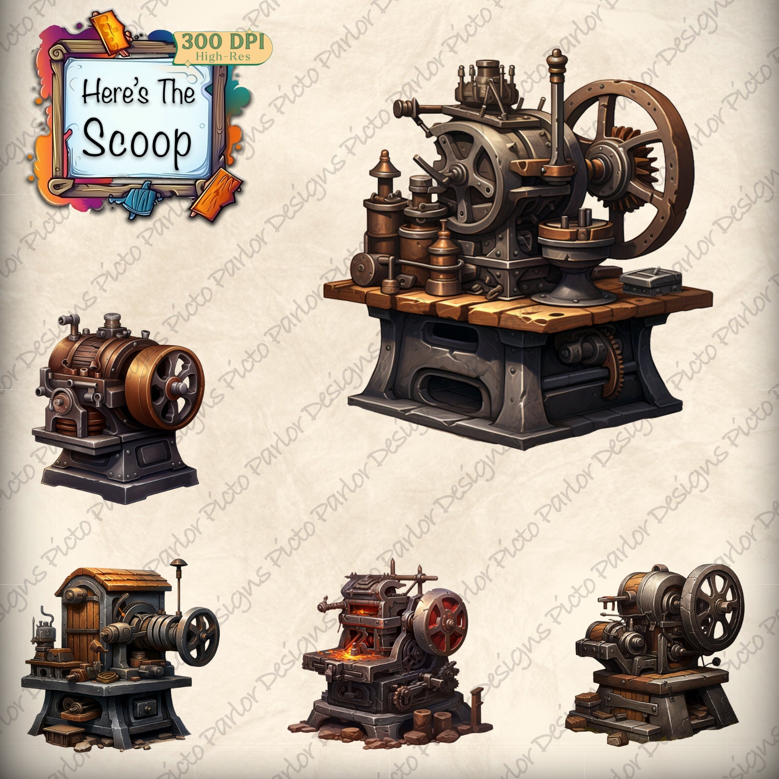 Blacksmith Grinders Furnace Clipart Bundle: PNG & SVG Blacksmith ...