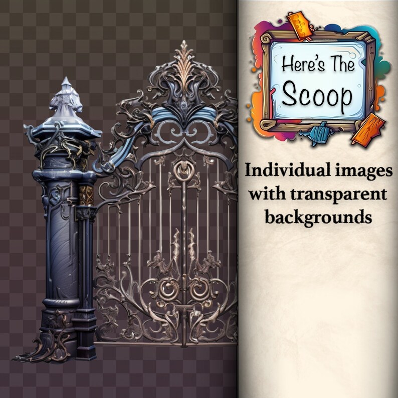 Gothic Gate Clipart Bundle: PNG & SVG Horror Clipart Gothic Clipart ...