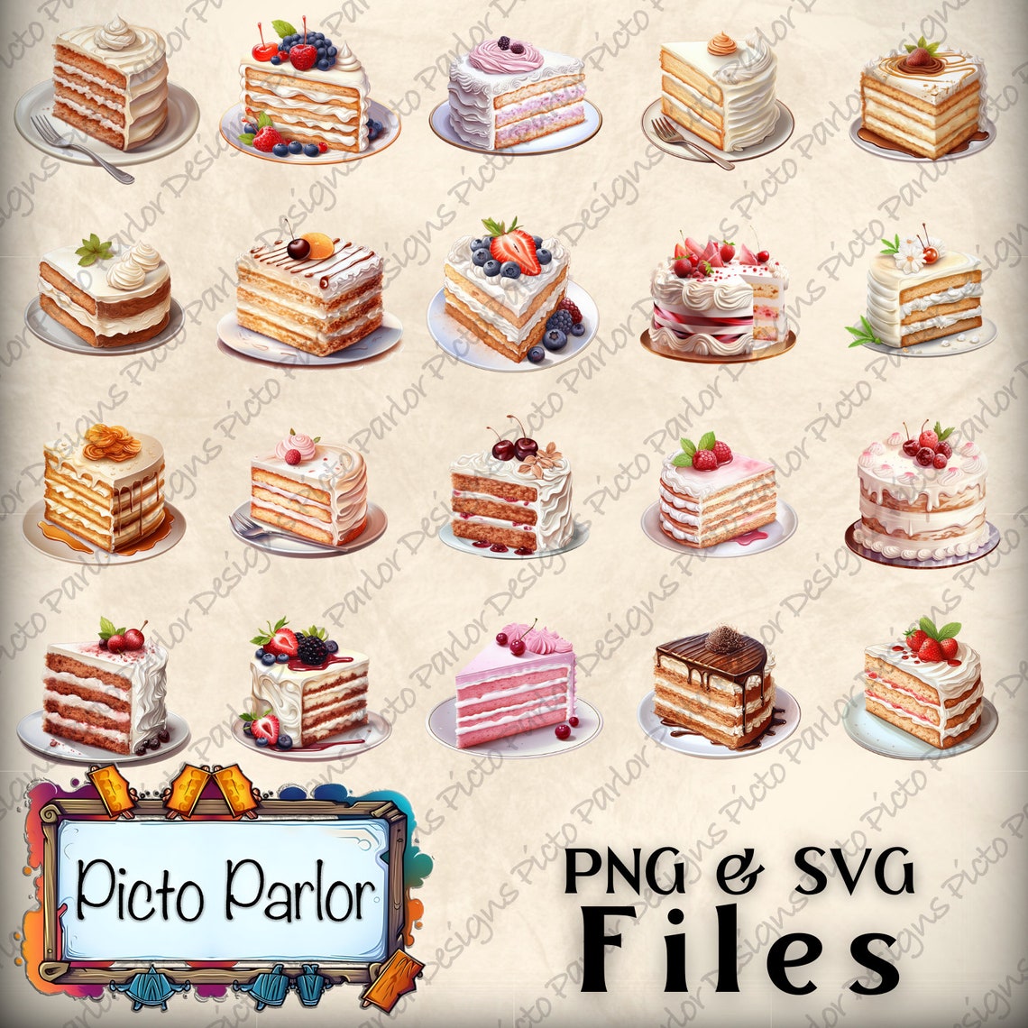 Layered Cake Clipart Bundle: PNG & SVG Food Clipart Pastry Clipart ...