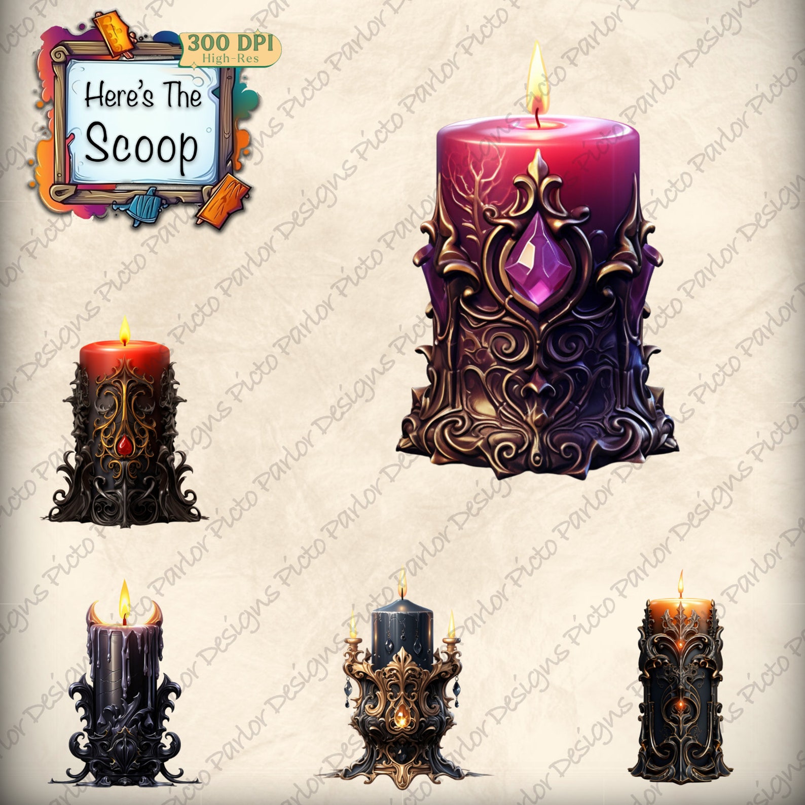 Haunted Gothic Candle Clipart Bundle: PNG & SVG Gothic Clipart Horror ...