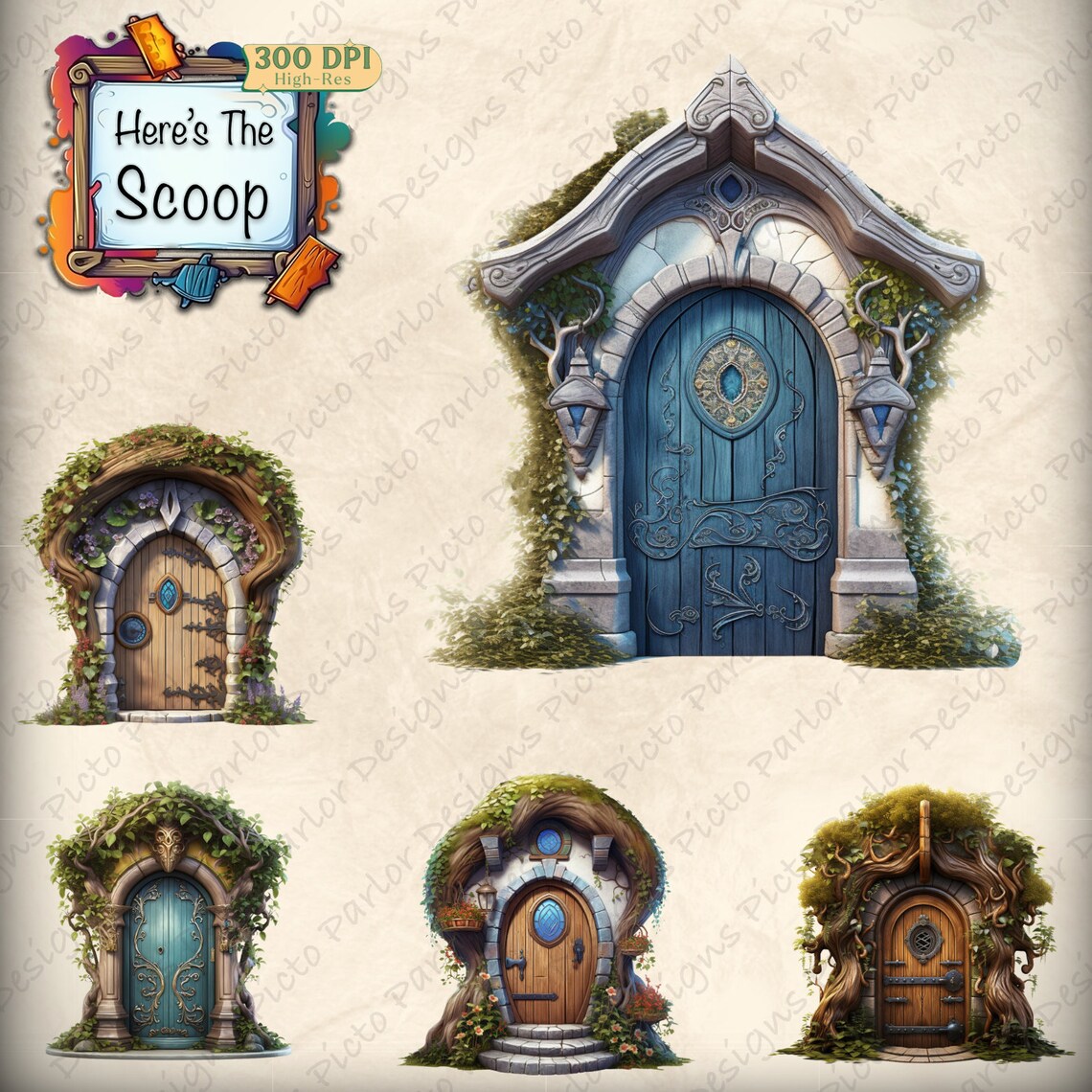 Magical Door Clipart Bundle: PNG and SVG Fantasy Door Clipart Magical ...