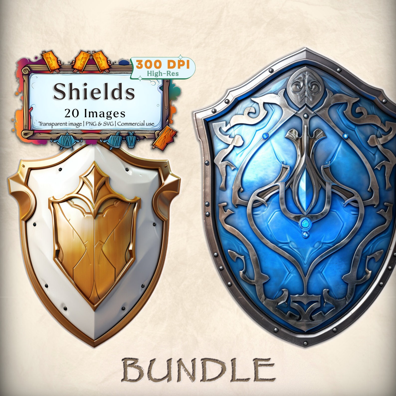 Magical Shield Clipart Bundle: PNG & SVG Magical Clipart Fairy Tale ...