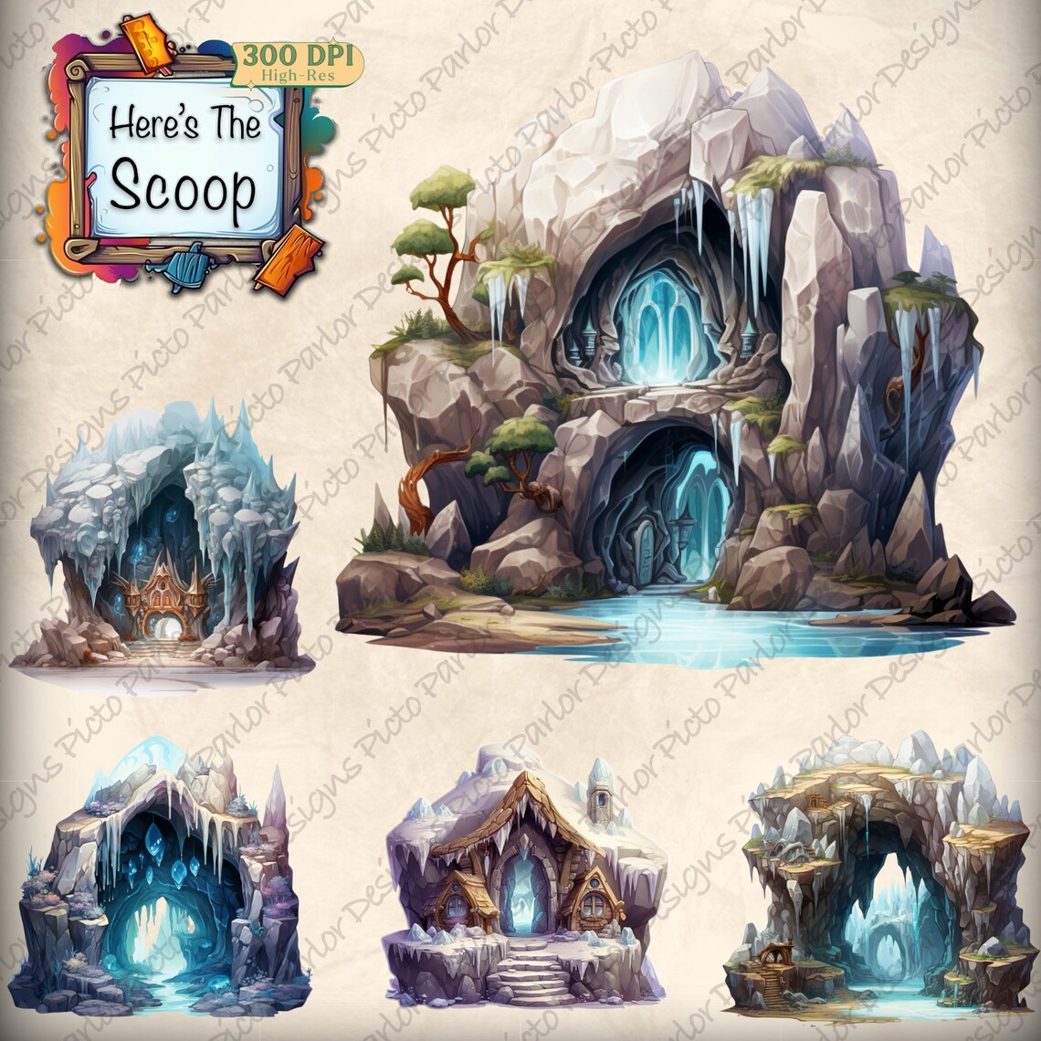 Magical Cave Clipart Bundle: PNG & SVG Magical Clipart Fantasy Cave Clipart Magical Cavern ...