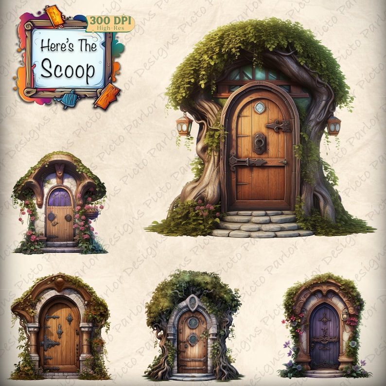 Magical Door Clipart Bundle: PNG and SVG Fantasy Door Clipart Magical ...