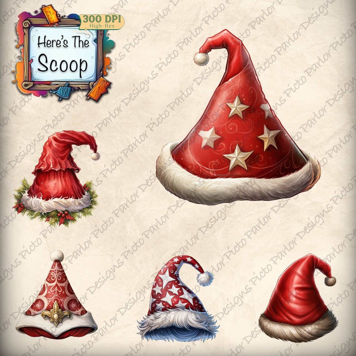 Santa Hat Clipart Bundle: PNG & SVG Christmas Winter Seasonal Clipart ...