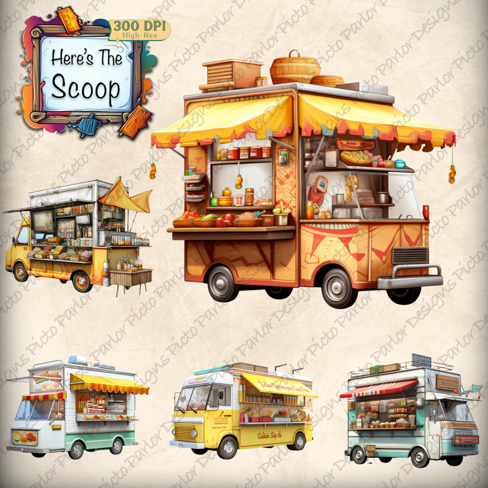 Food Truck Clipart Bundle: PNG & SVG Modern Clipart Mexican Clipart ...