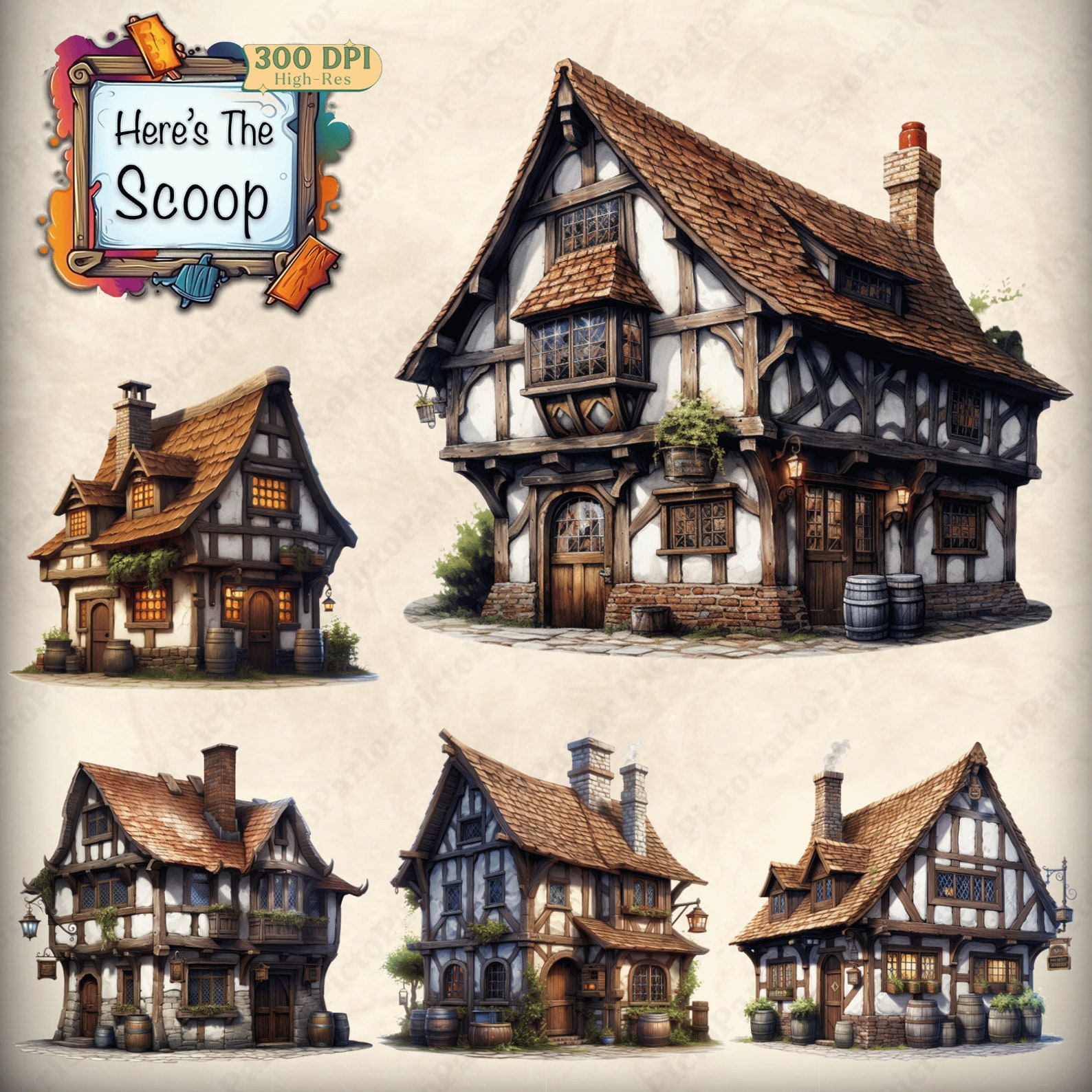 Medieval Tavern Clipart Bundle: PNG and SVG Medieval Clipart Tavern ...
