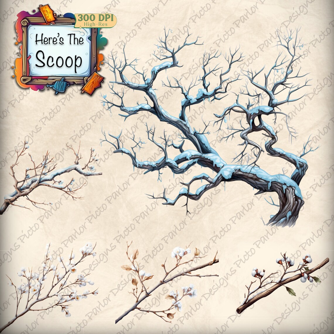 Winter Branch Clipart Bundle: PNG & SVG Seasonal Clipart Winter Clipart ...