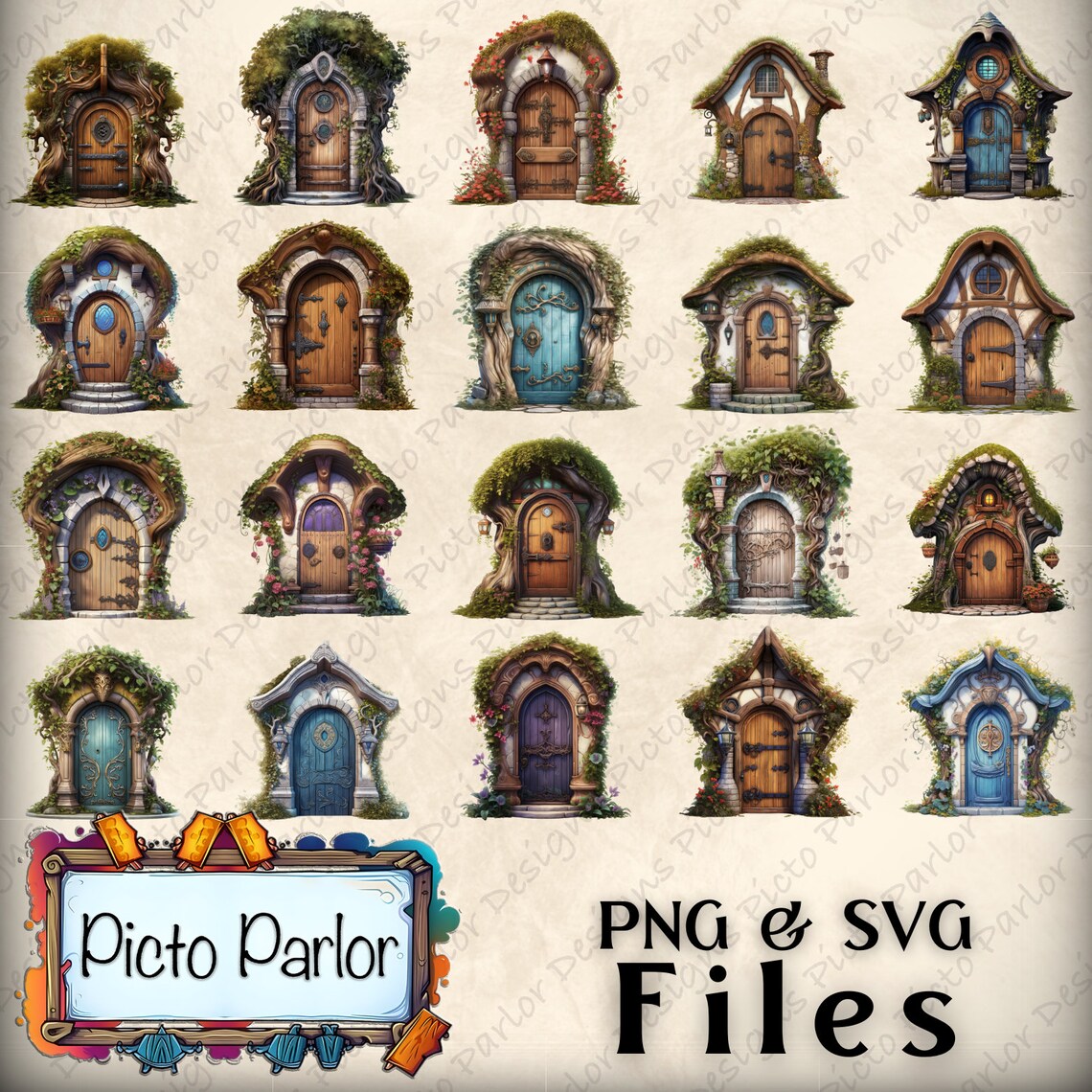 Magical Door Clipart Bundle: PNG and SVG Fantasy Door Clipart Magical ...