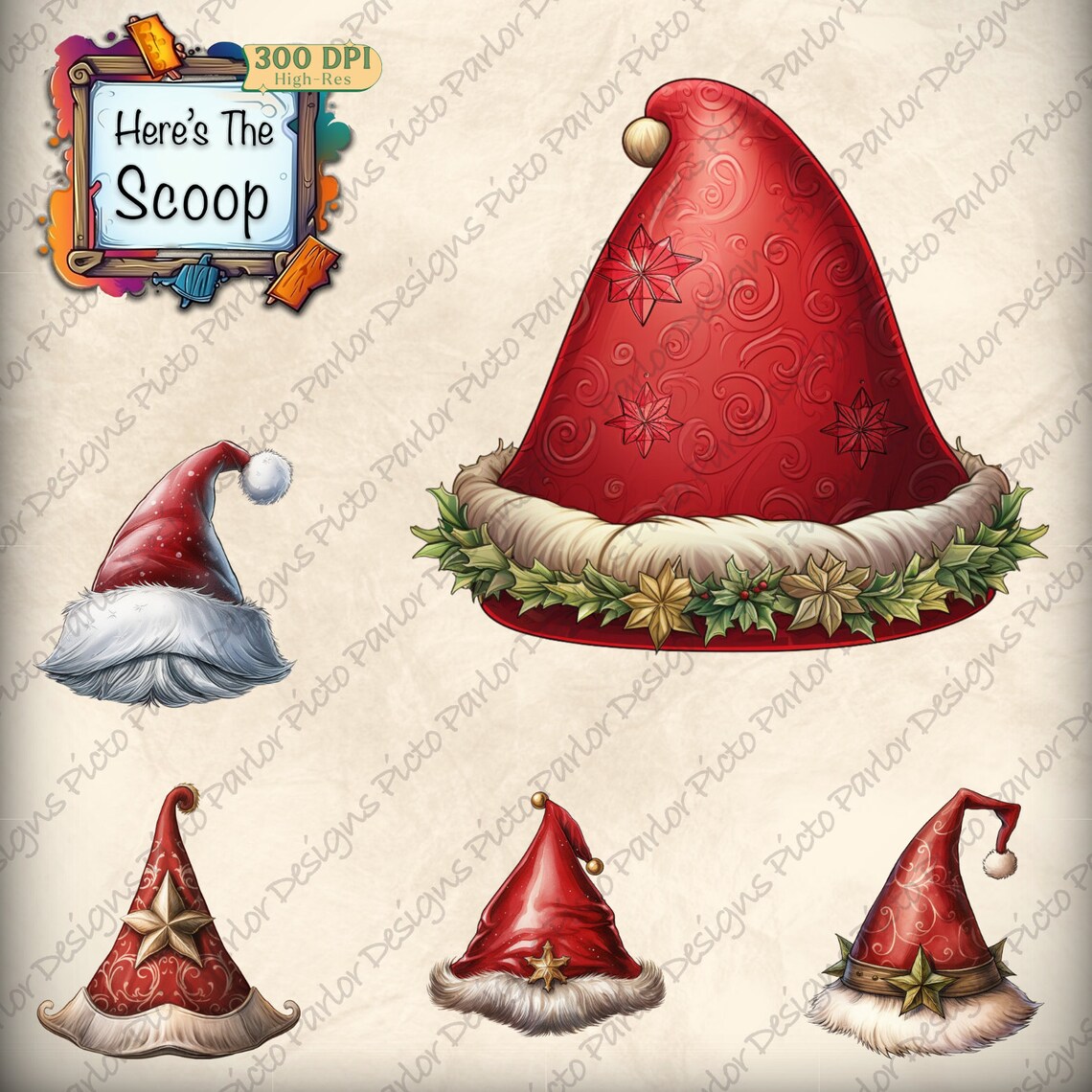 Santa Hat Clipart Bundle: PNG & SVG Christmas Winter Seasonal Clipart ...