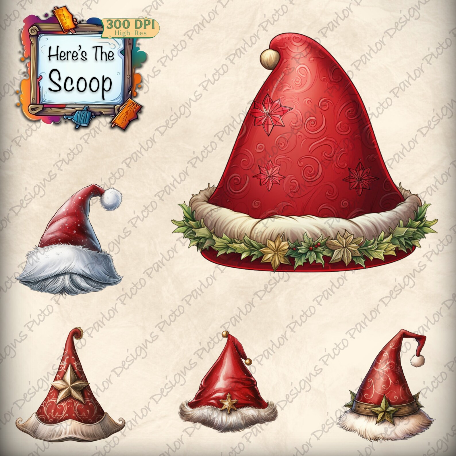 Santa Hat Clipart Bundle: PNG & SVG Christmas Winter Seasonal Clipart ...