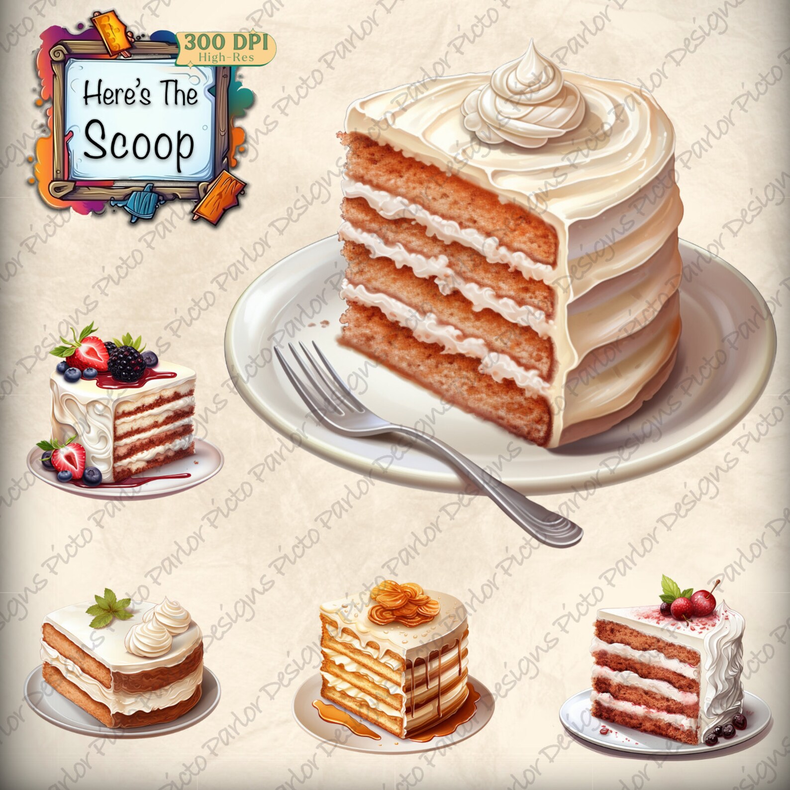 Layered Cake Clipart Bundle: PNG & SVG Food Clipart Pastry Clipart ...