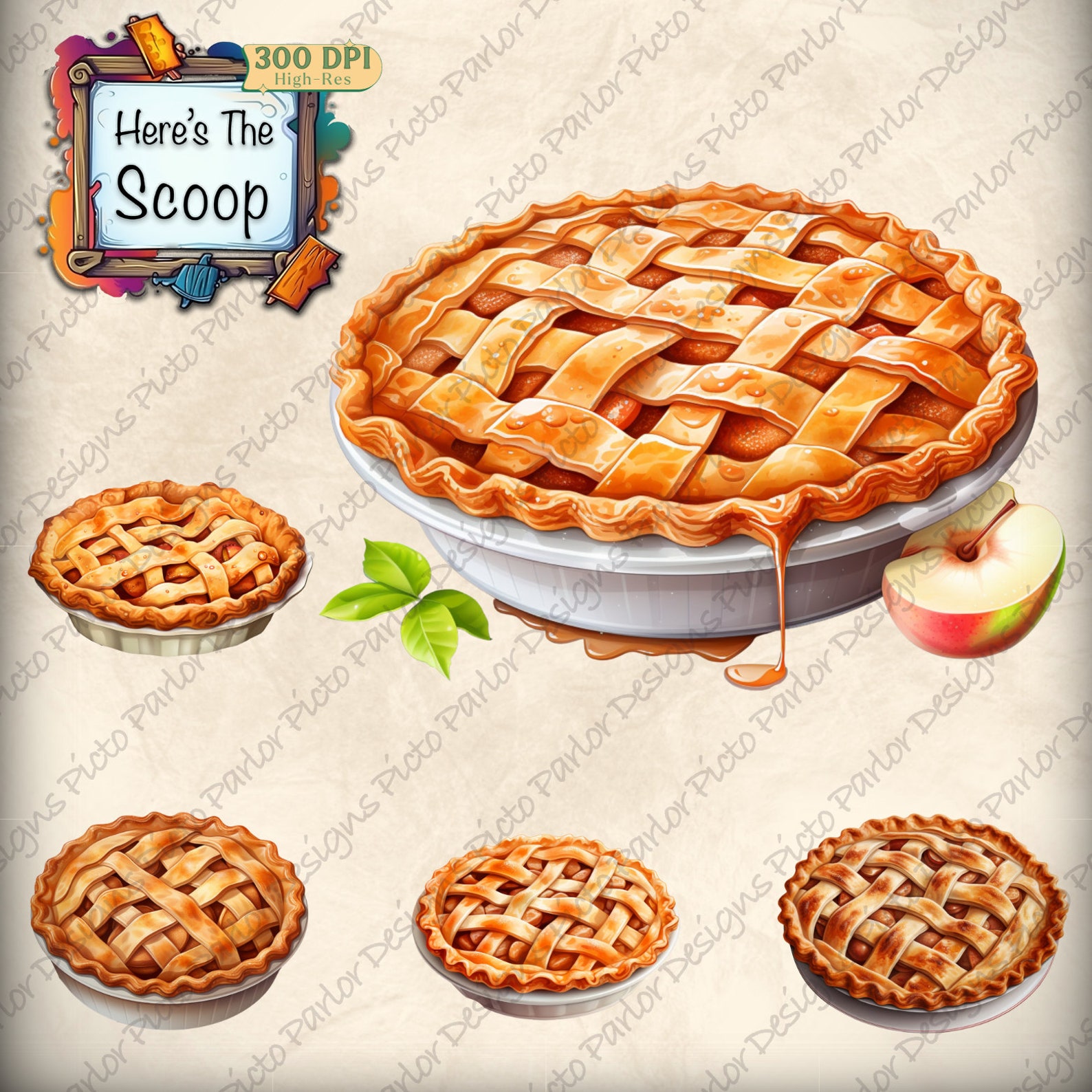 Apple Pie Clipart Bundle: PNG & SVG Food Clipart Pie Clipart Apple ...