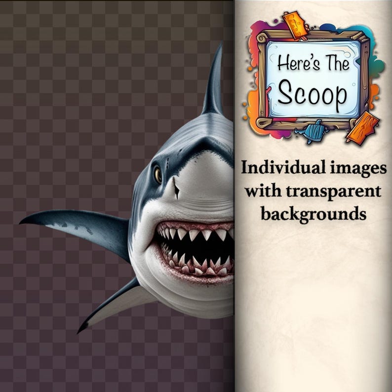 Shark Clipart Bundle: PNG & SVG Watercolor Shark Clipart, Ocean ...