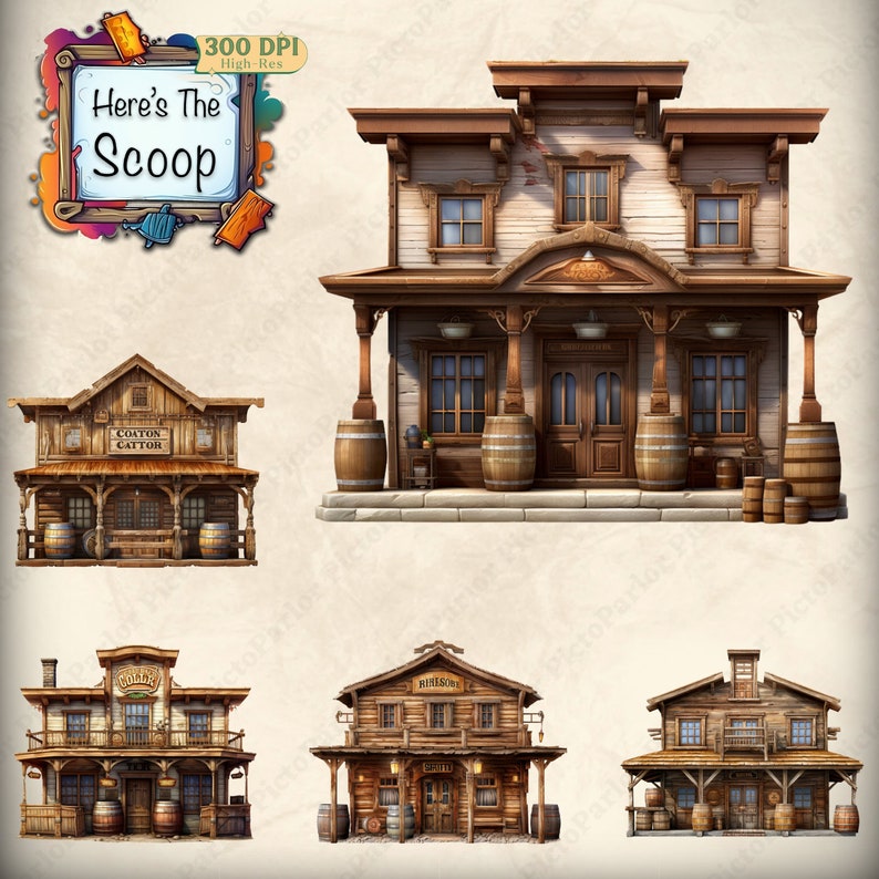Western Saloon Clipart Bundle: PNG and SVG Western Style Clipart Wild ...