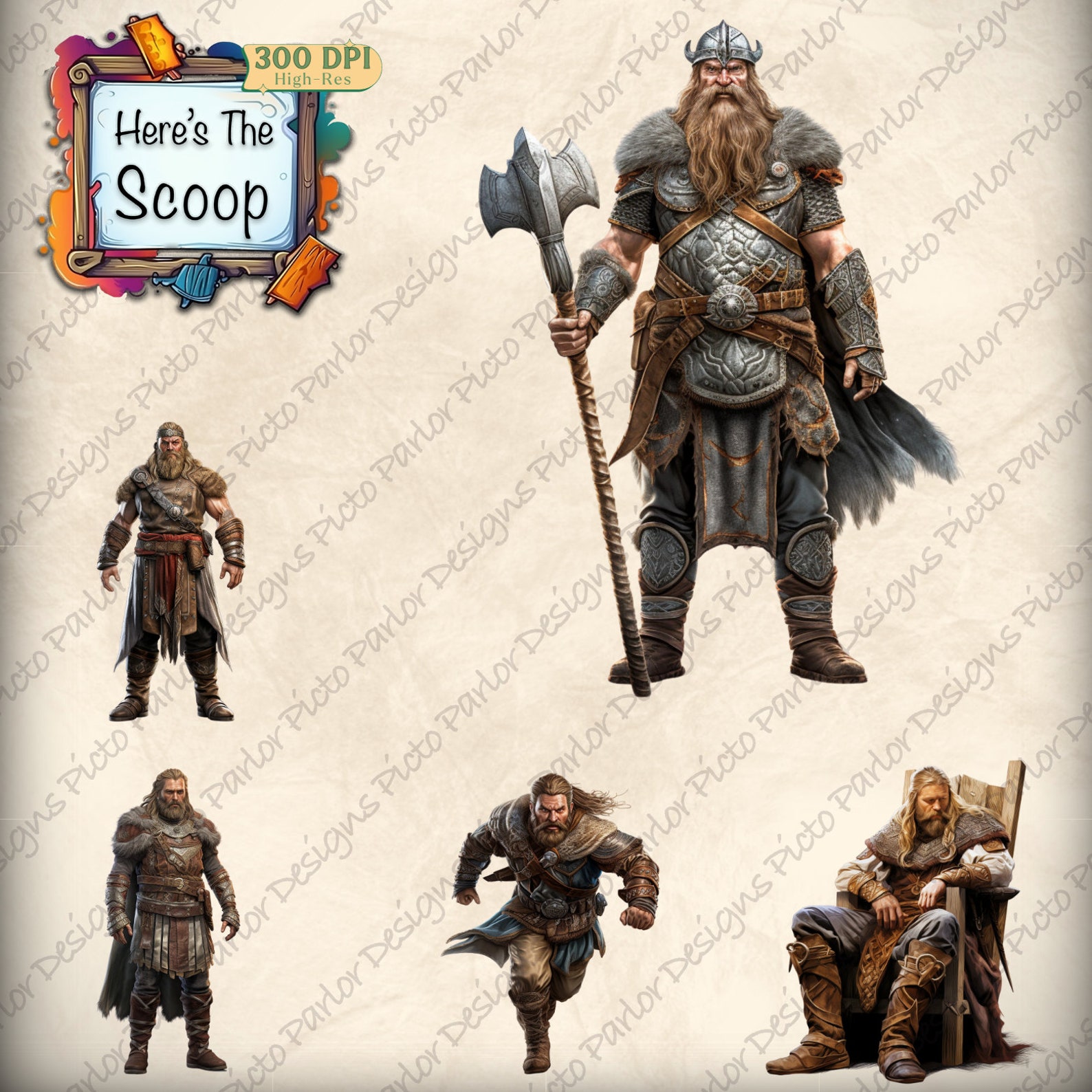 Viking Clipart Bundle: PNG & SVG Medieval Clipart Character Clipart ...