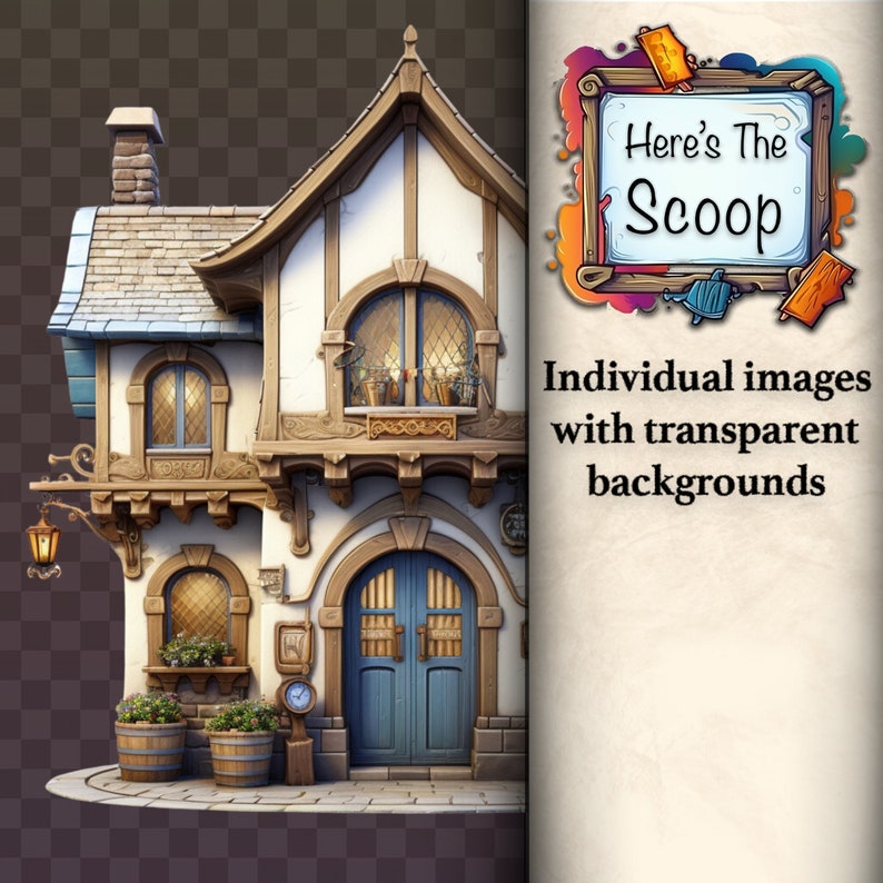 Magical Storefront Clipart Bundle: PNG and SVG Fantasy Building Clipart ...