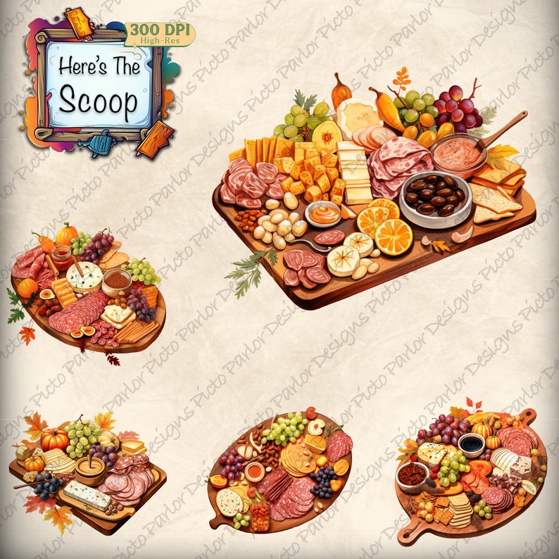 Charcuterie Board Clipart Bundle: PNG & SVG Food Clipart Meat Clipart ...