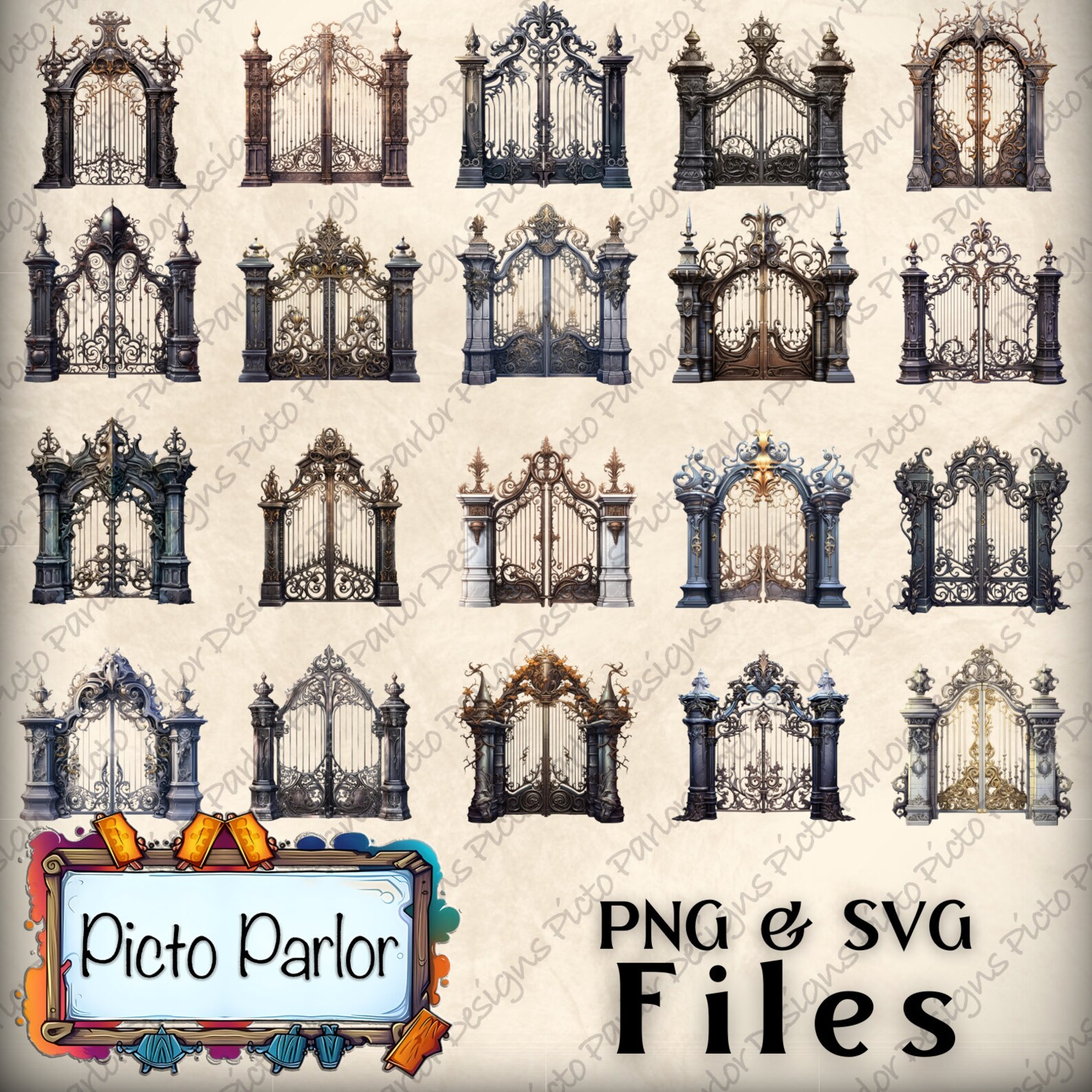 Gothic Gate Clipart Bundle: PNG & SVG Horror Clipart Gothic Clipart ...