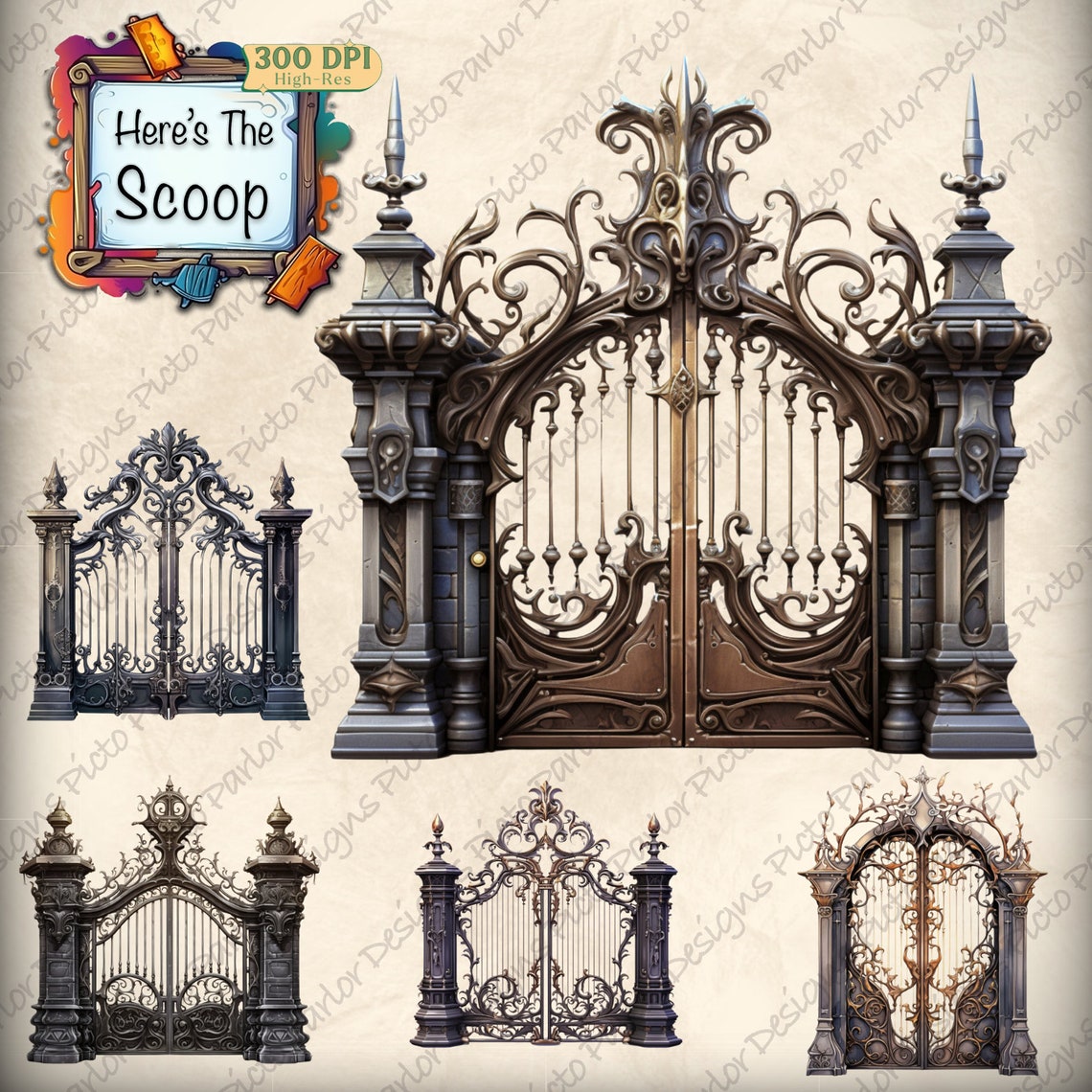 Gothic Gate Clipart Bundle: PNG & SVG Horror Clipart Gothic Clipart ...