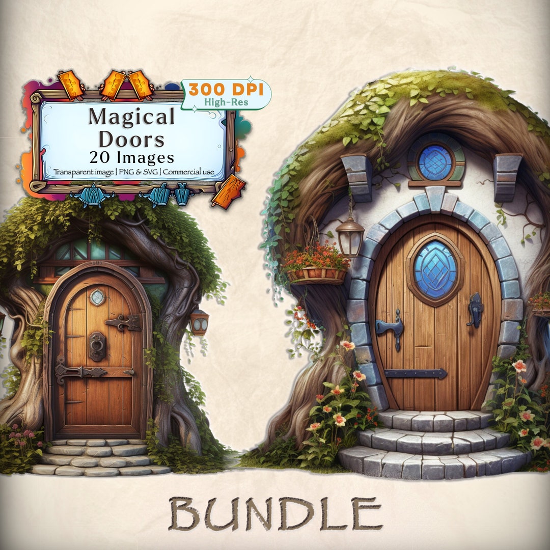 Magical Door Clipart Bundle: PNG and SVG Fantasy Door Clipart Magical ...