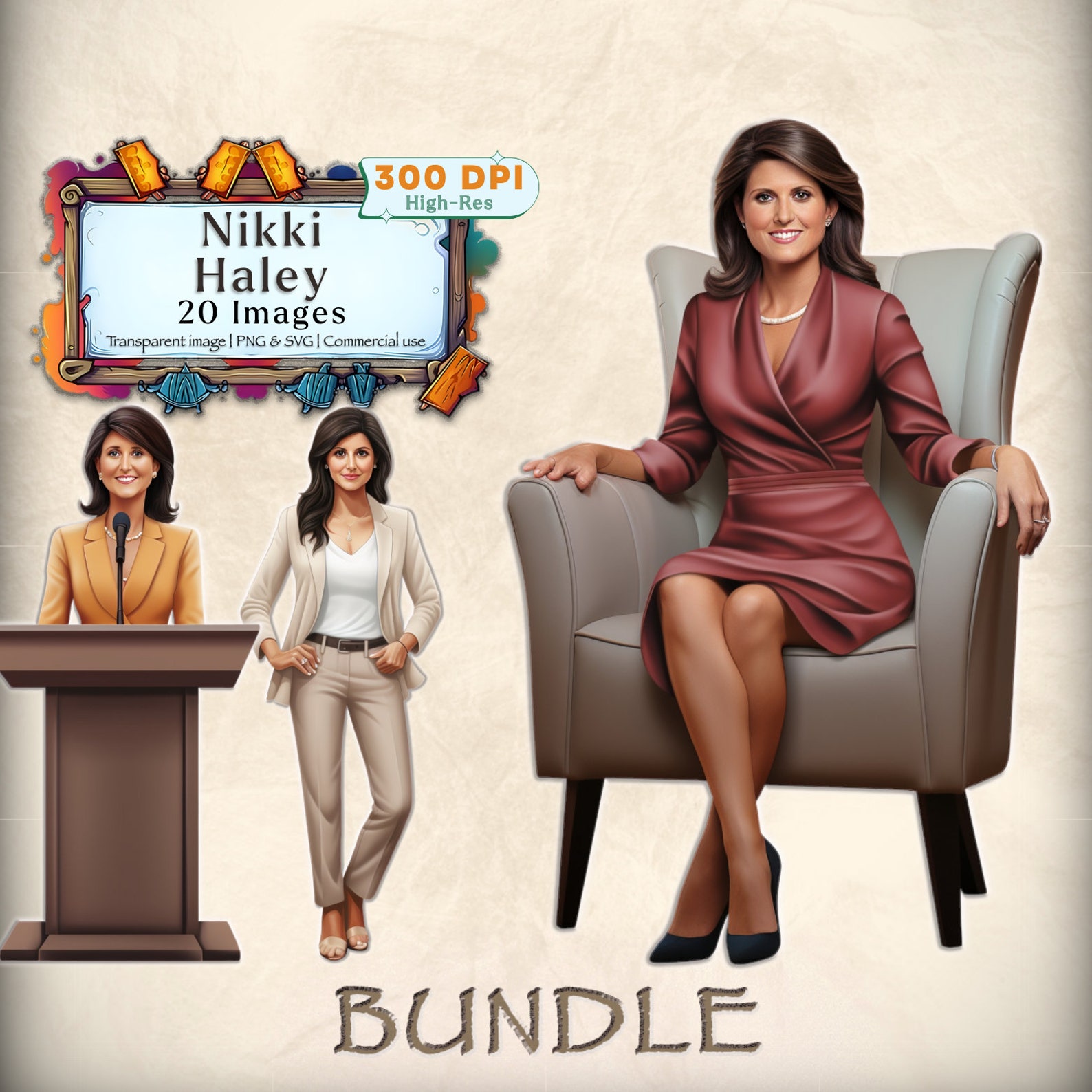 Nikki Haley Clipart Bundle: PNG & SVG Political Figure Clipart 20 Image ...
