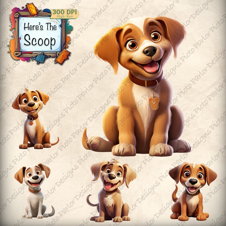 Cartoon Dogs Clipart Bundle: PNG & SVG Animal Clipart Cartoon Clipart ...