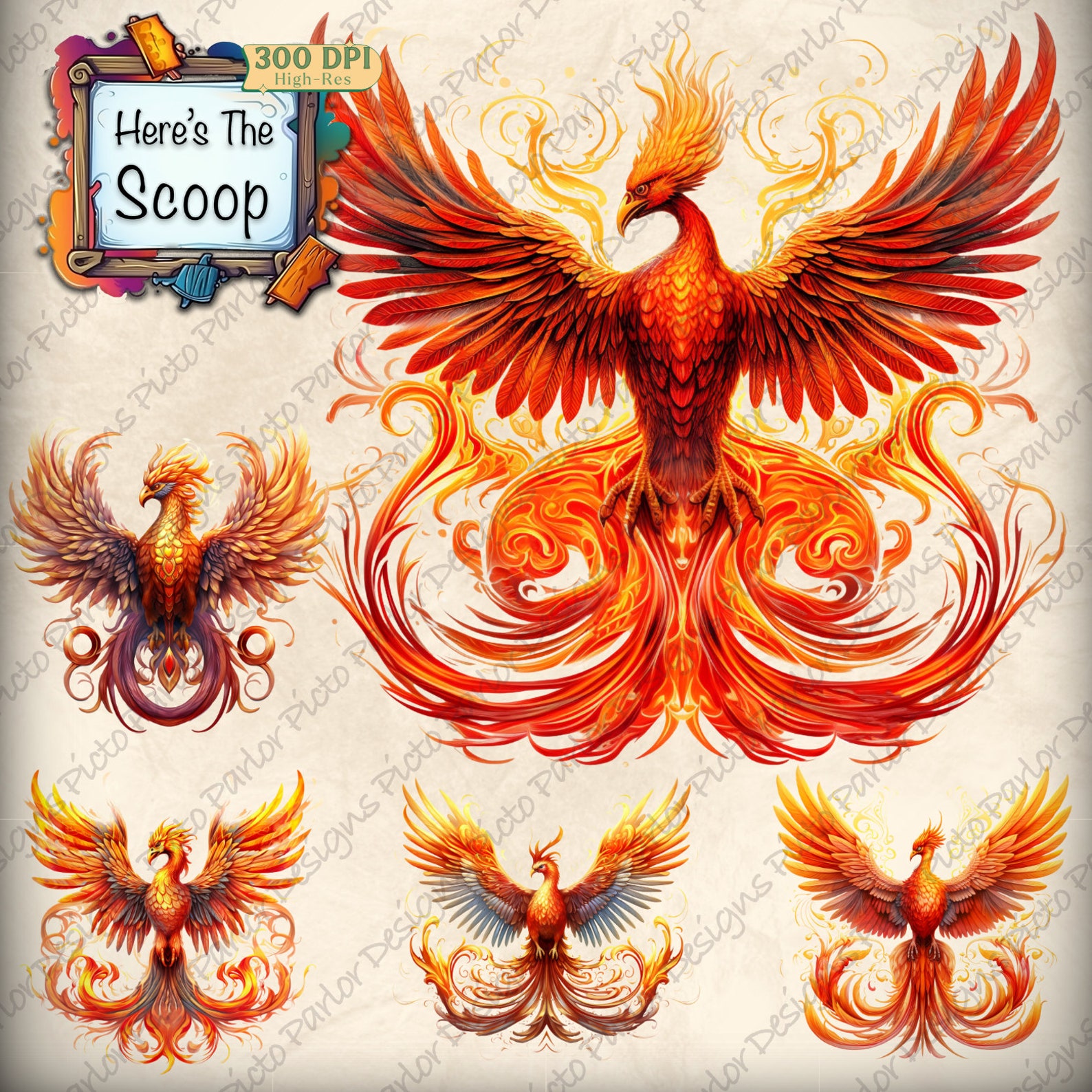 Phoenix Clipart Bundle: PNG & SVG Mythical Animal Clipart Legendary ...