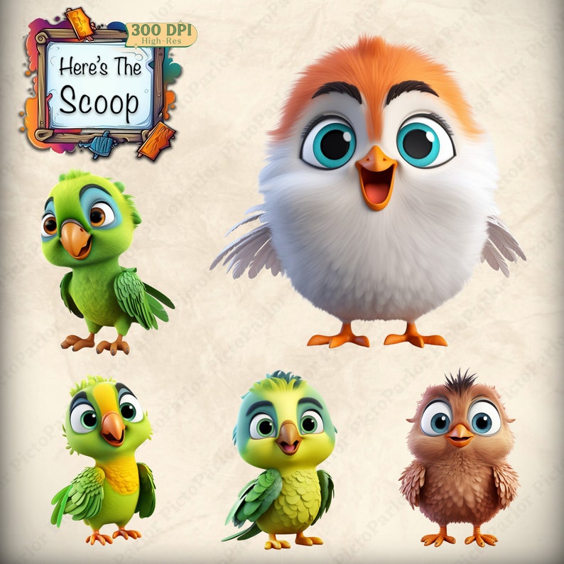 Cartoon Bird Clipart Bundle: PNG and SVG Clipart Bundle Realistic ...