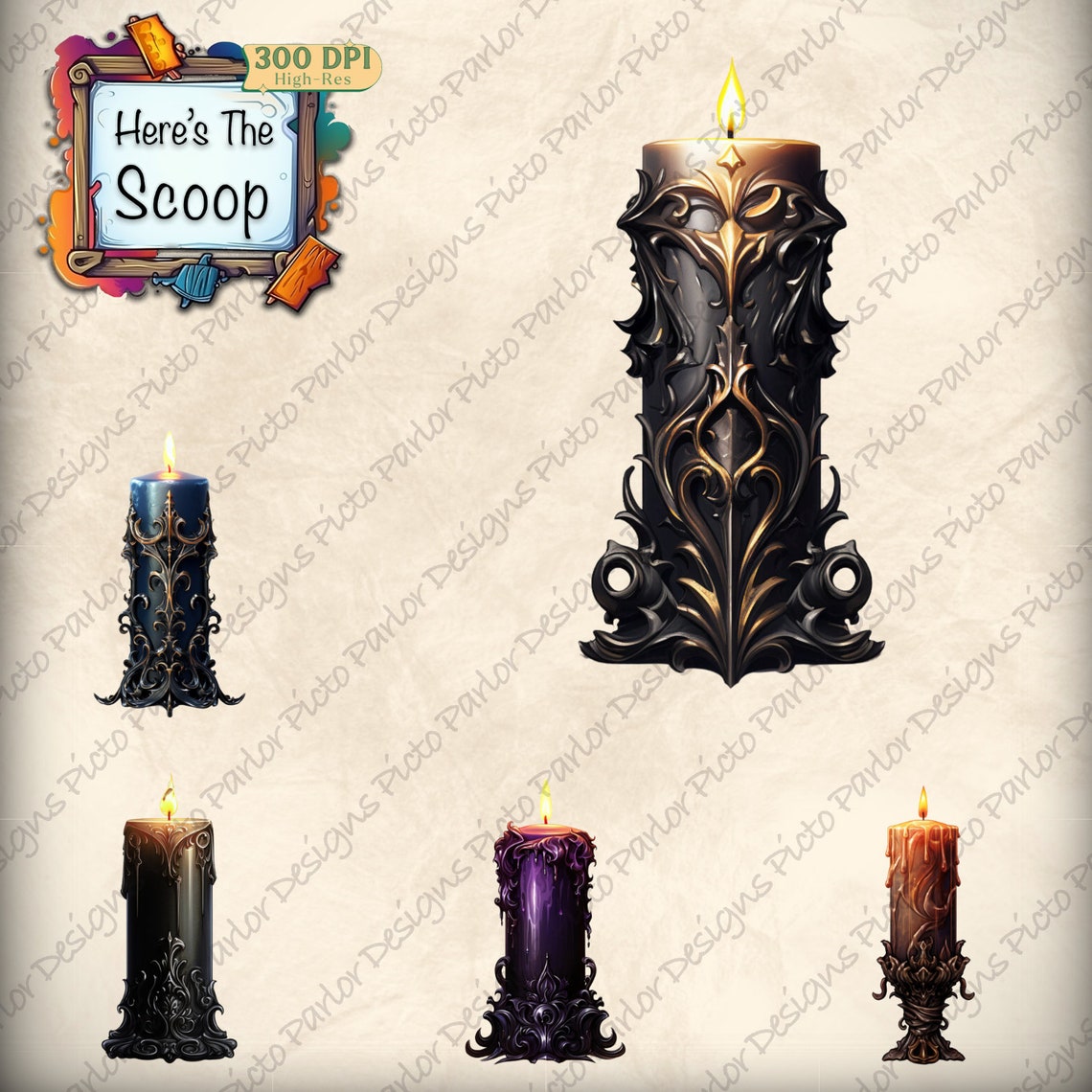 Haunted Gothic Candle Clipart Bundle: PNG & SVG Gothic Clipart Horror ...