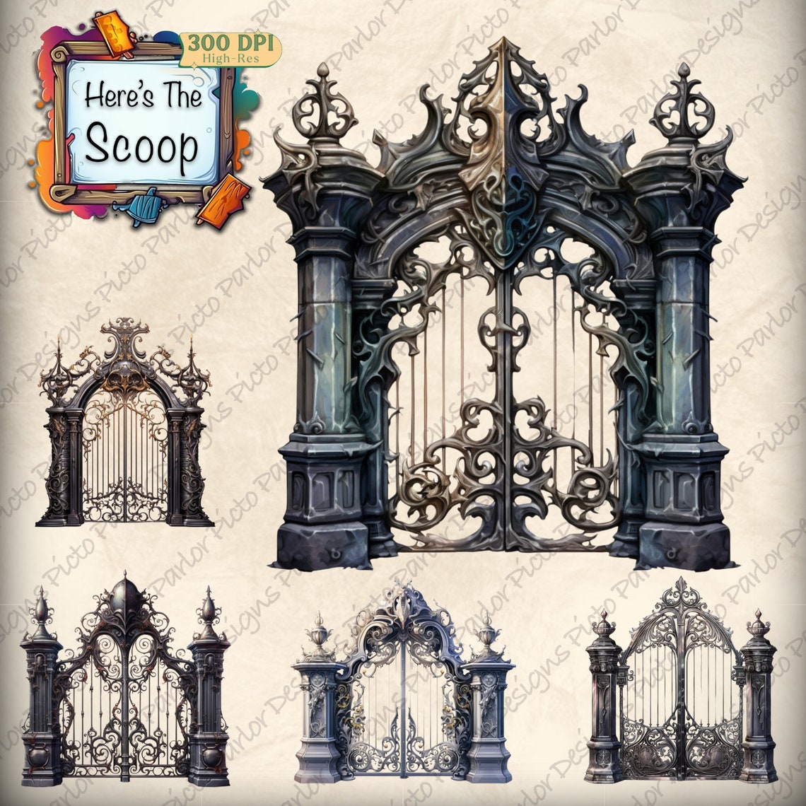 Gothic Gate Clipart Bundle: PNG & SVG Horror Clipart Gothic Clipart ...