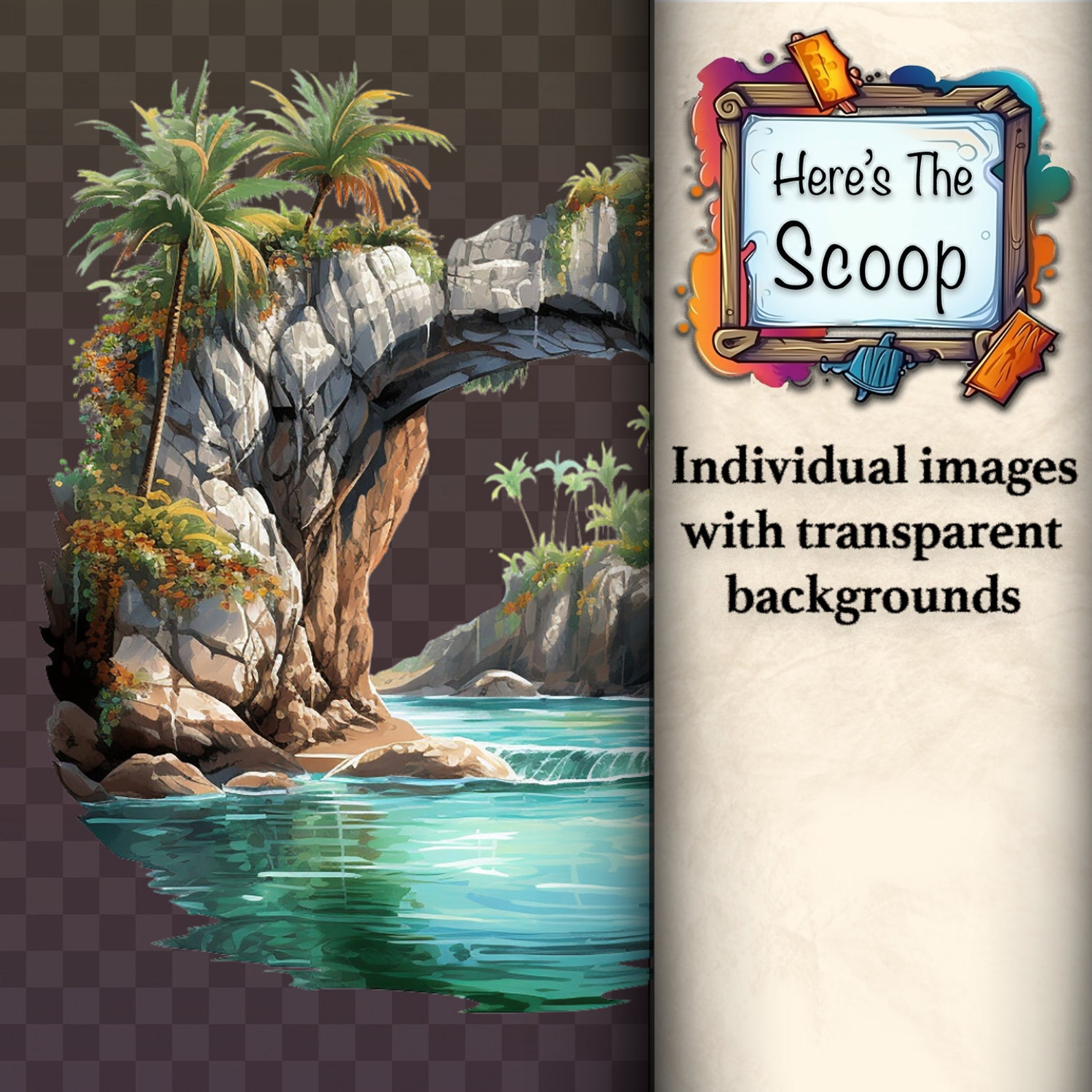 Tropical Cove Clipart: PNG & SVG Scenic Clipart Ocean Clipart Sunset ...