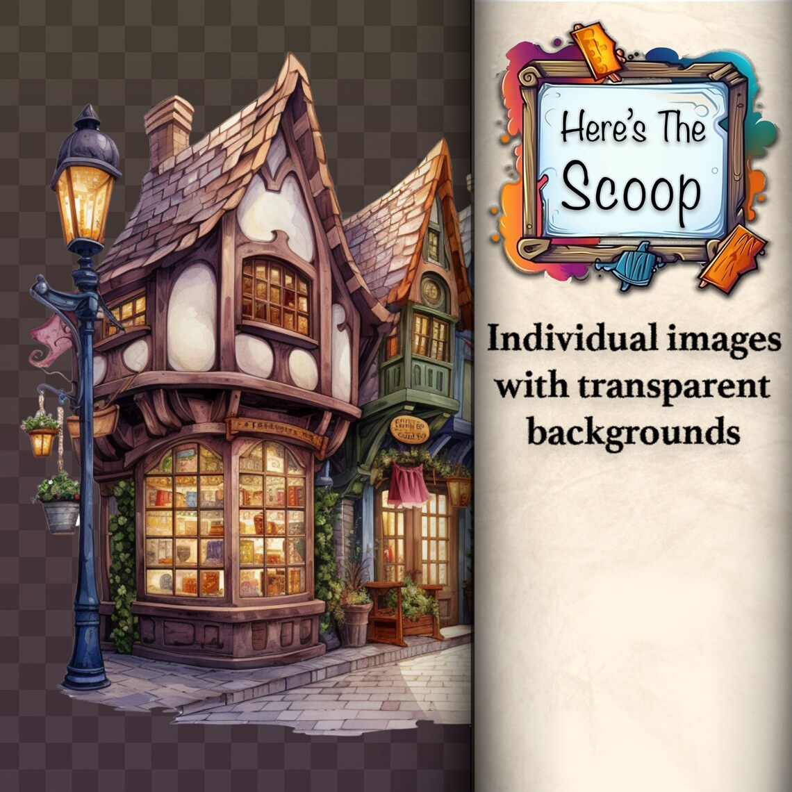 Magical City Street Clipart Bundle: PNG & SVG Medieval Clipart Magical ...