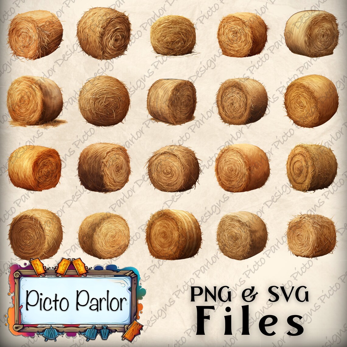 Hay Bale Clipart Bundle: PNG & SVG Farm Supplies Clipart Farming ...