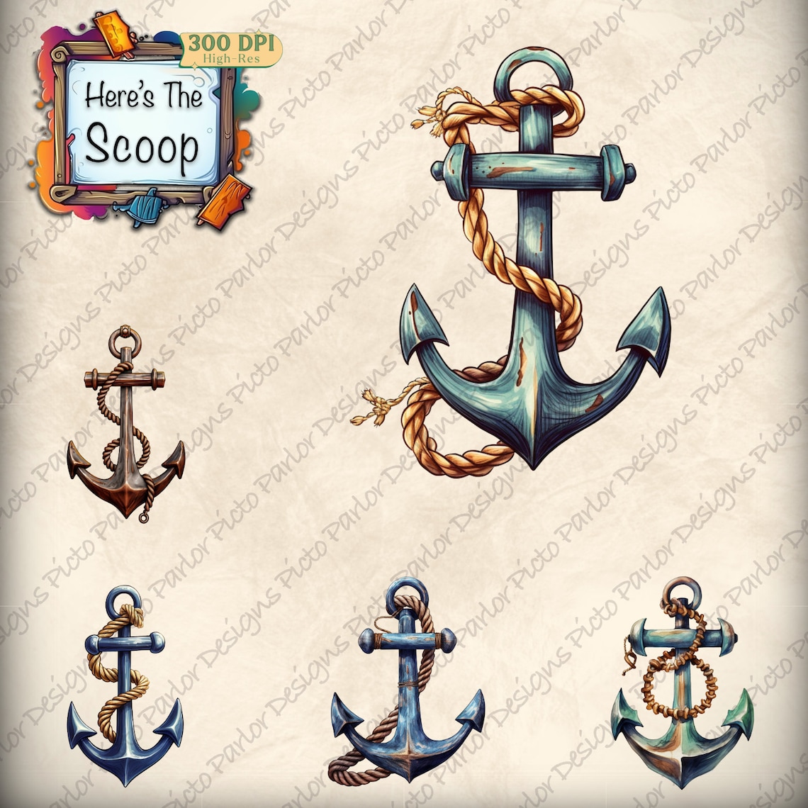 Ship Anchor Clipart Bundle: PNG & SVG Aquatic Clipart Ocean Clipart ...